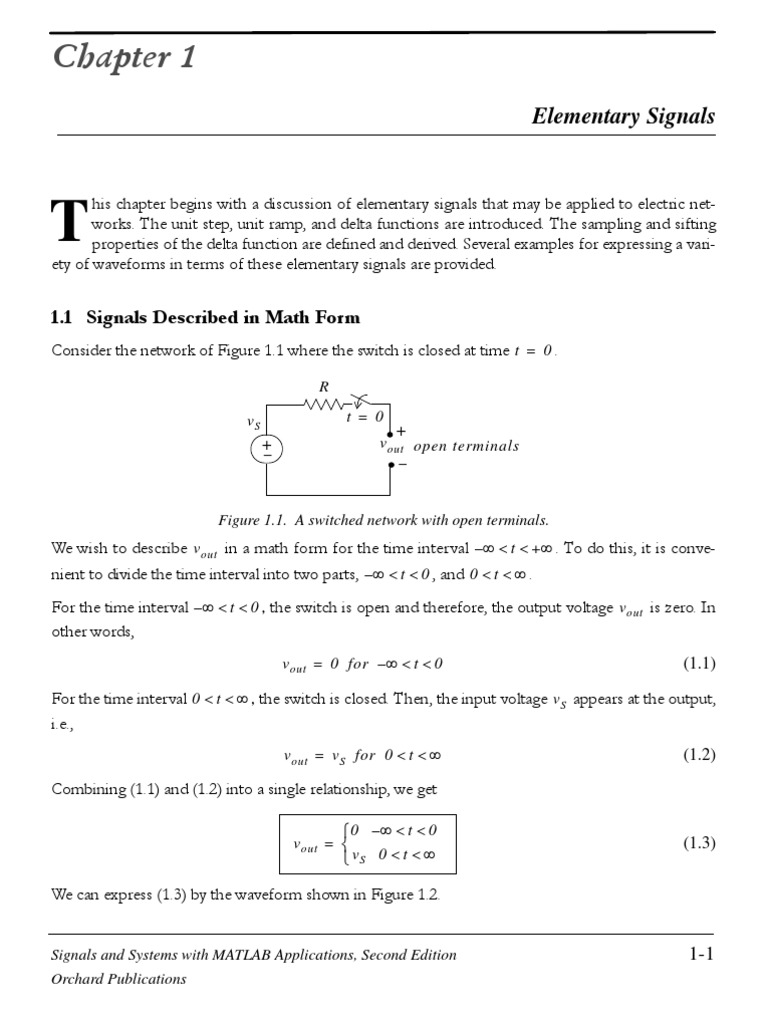 Elementary Signals: 1.1 Signals Described in Math Form | PDF | Signal ...