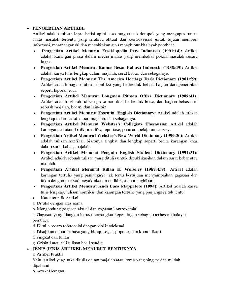 Pengertian Artikel | PDF
