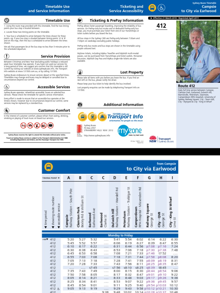 412 Sydney Buses Timetable | PDF | Bus | Public Services