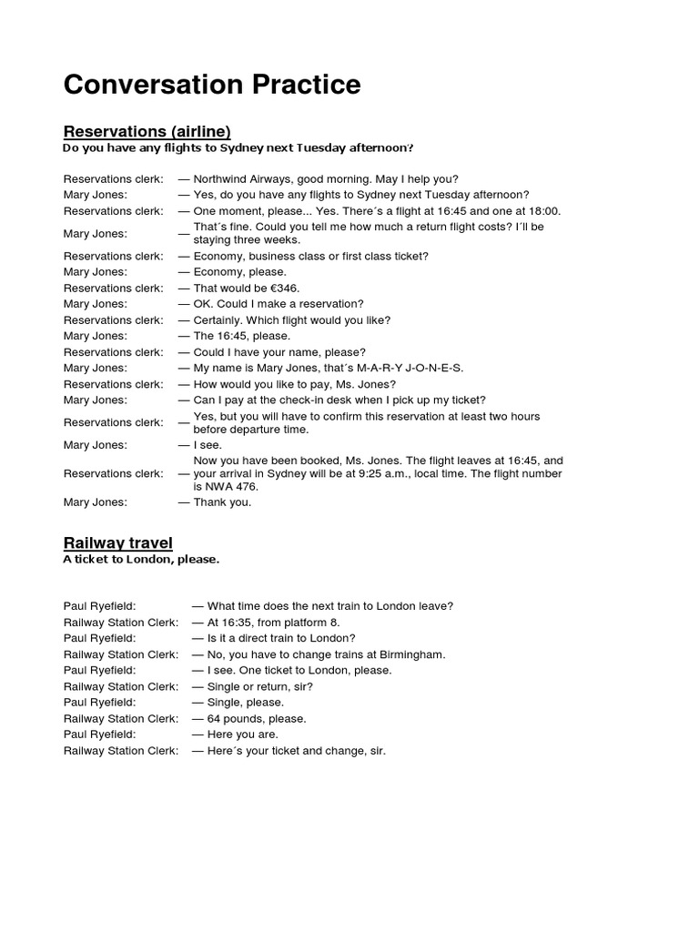 Conversation Practice: Travel & Orders | PDF | Business Class | Aviation