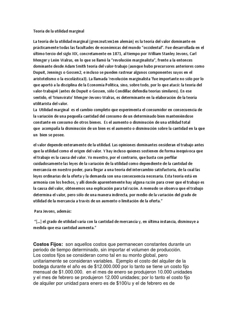 Teoría de la Utilidad Marginal | PDF | Elasticidad (economía) | Oferta ...