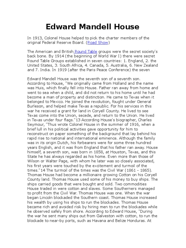 Edward Mandell House | PDF | Politics Of The United States | American ...