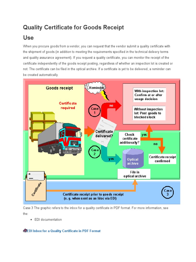 Quality Certificate For Goods Receipt | PDF | Receipt | Information ...