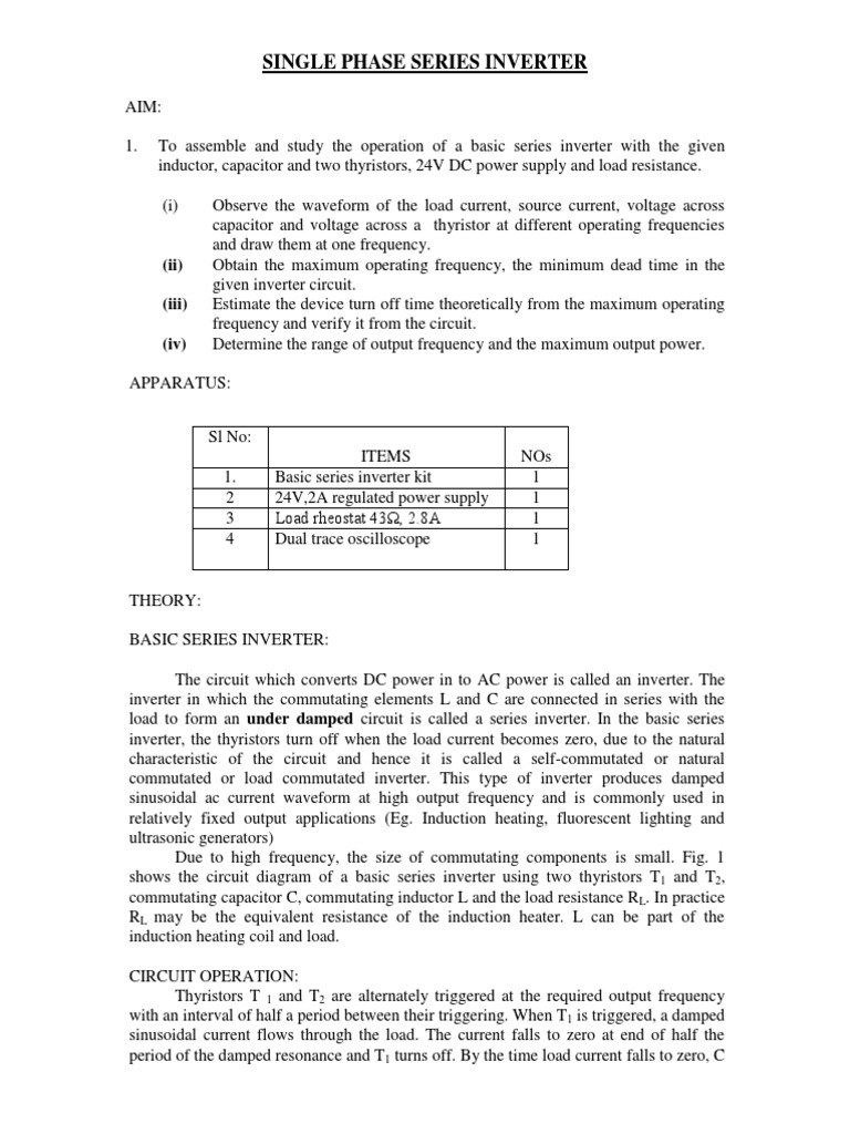 Single Phase Series Inverter Guide | PDF | Power Inverter | Electrical ...