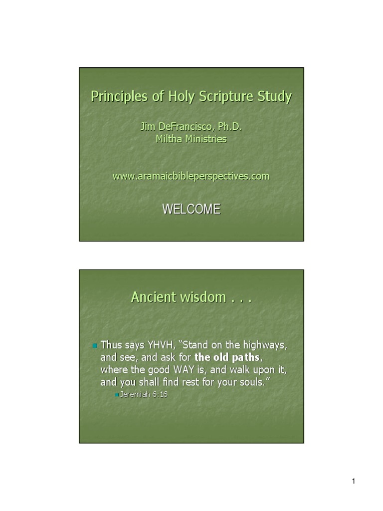 Principles of Holy Scripture Study Handout | PDF | Midrash | New Testament