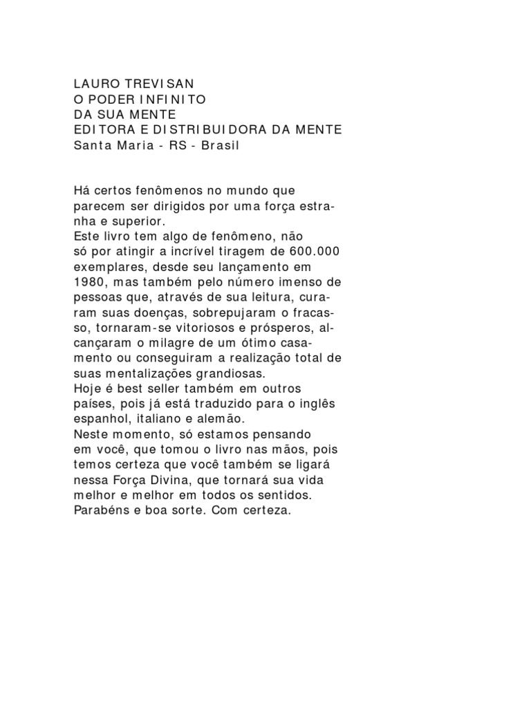 O Poder Infinito | PDF | Mente | Pensamento