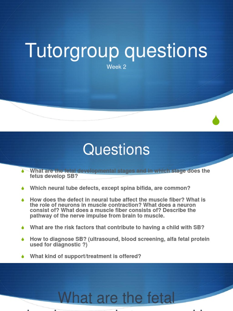 Tutorgroup Questions: Week 2 | PDF | Fetus | Medical Specialties