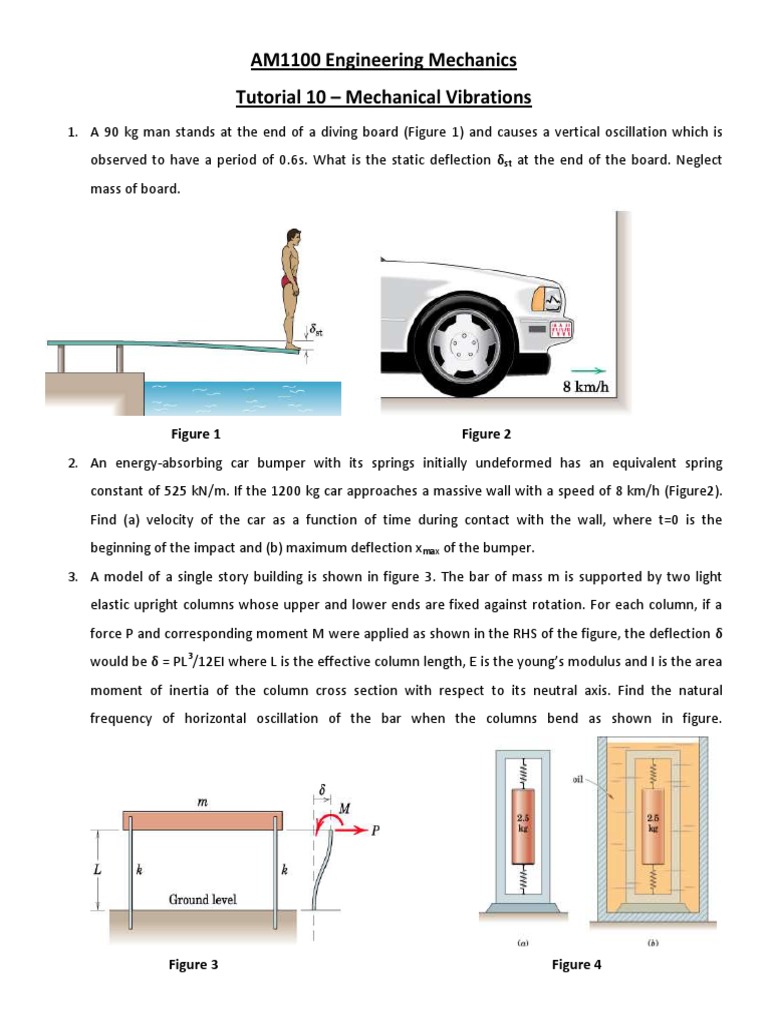 AM1100 Engineering Mechanics Tutorial 10 - Mechanical Vibrations | PDF | Column | Physical Sciences
