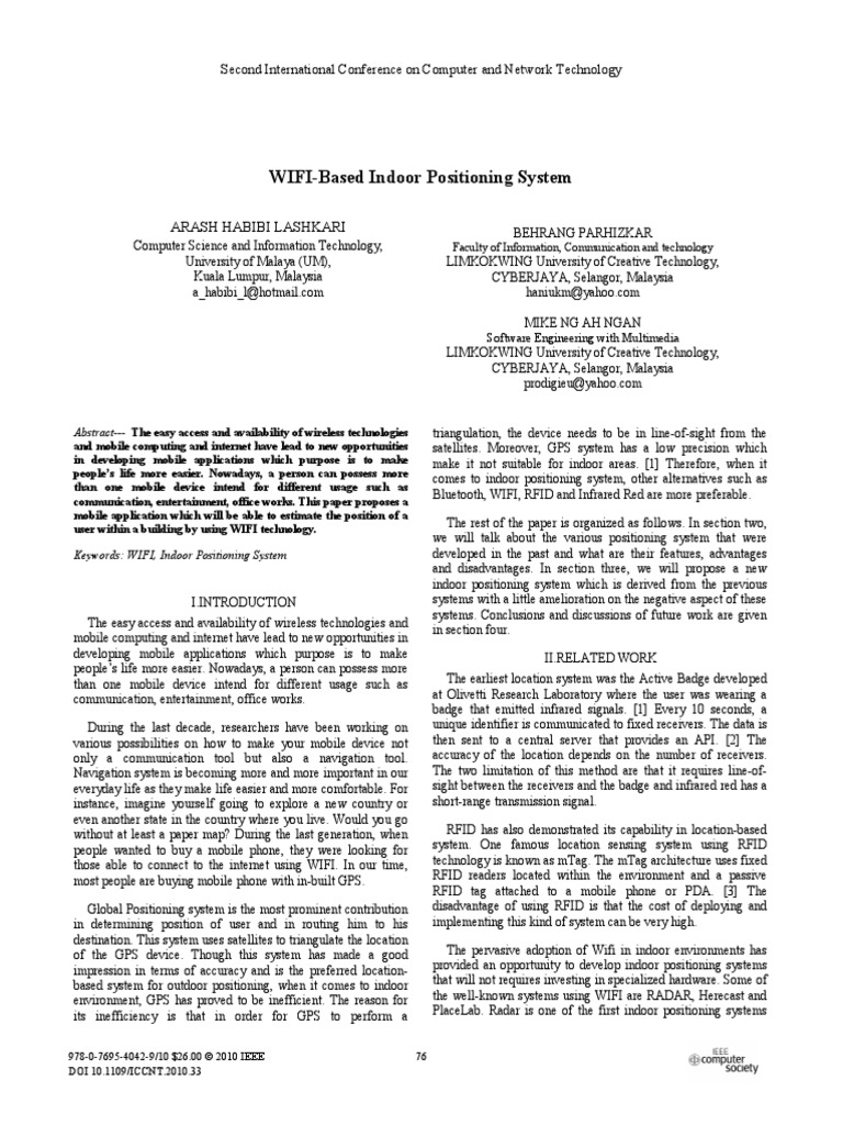 WIFI-Based Indoor Positioning System | PDF | Wi Fi | Wireless Lan