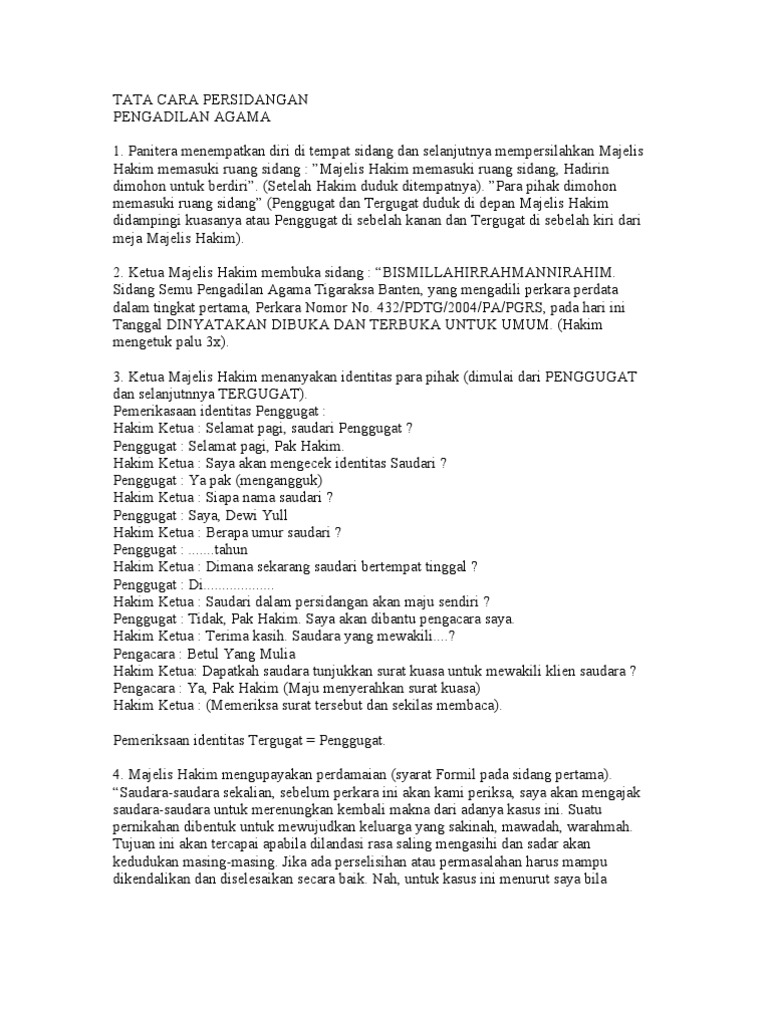 Tata Cara Persidangan | PDF | Hukum