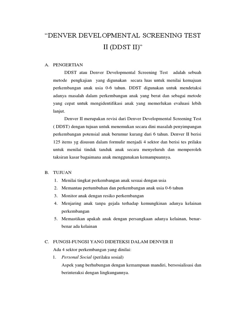 Denver Developmental Screening Test II | PDF