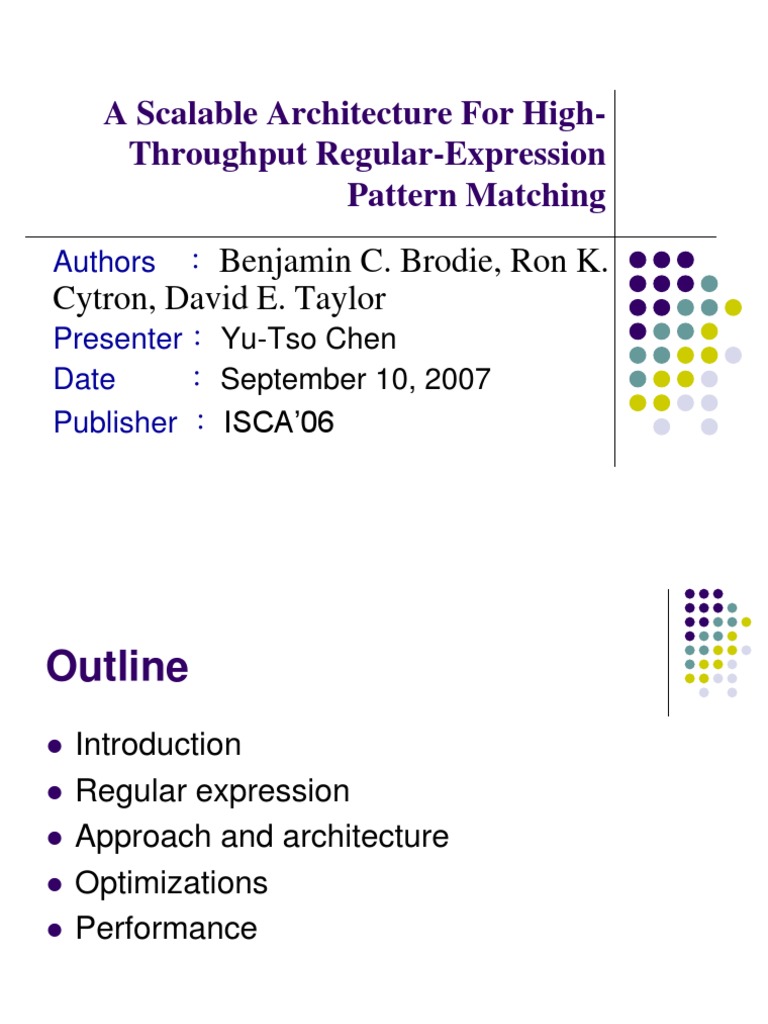 Y2006 A Scalable Architecture For High Throughput Regular Expression Pattern Matching Pdf