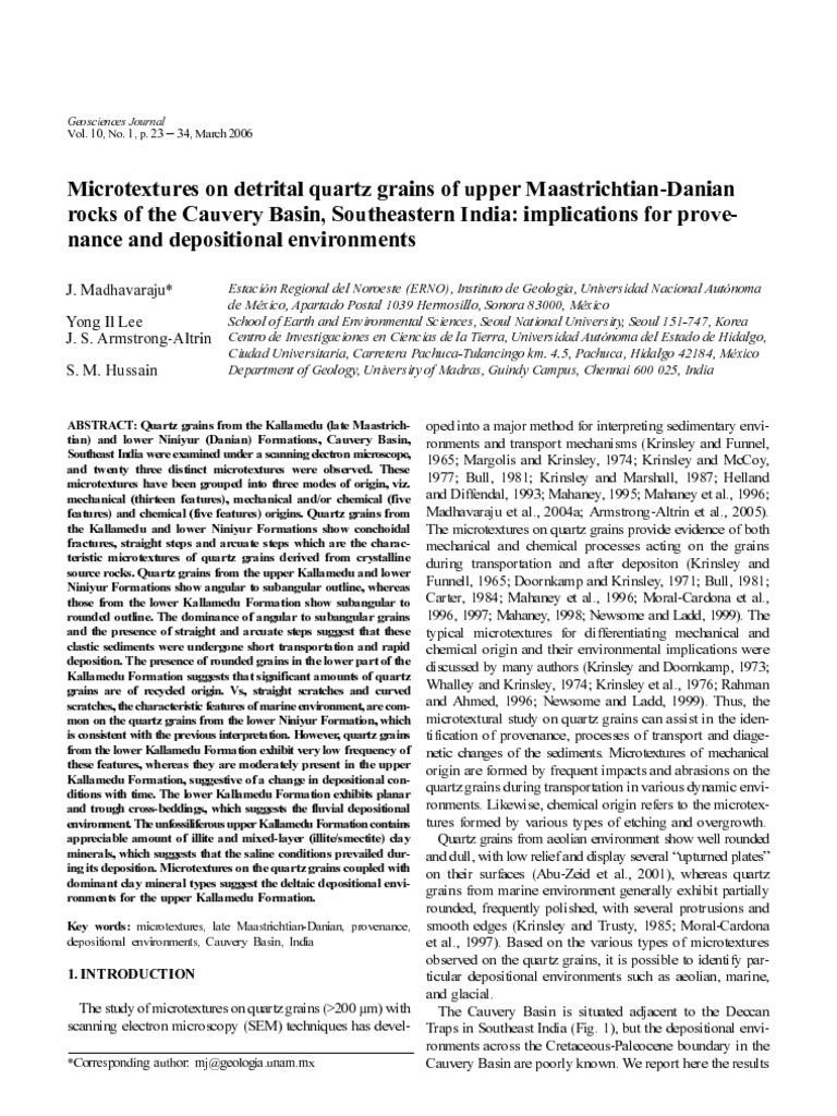 Micro Textures On Quartz Surface Using Scanning Electron Microscope ...