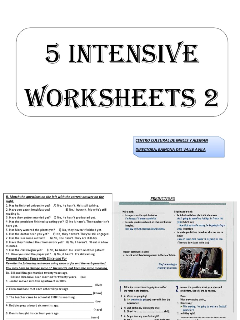 5 Intensive Worksheets | PDF | Verb | Linguistic Typology