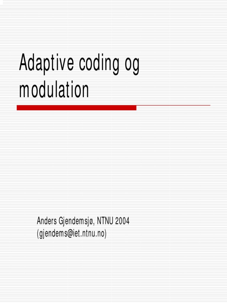 Adaptive Coding Modulation Acm Pdf High Definition Television Modulation