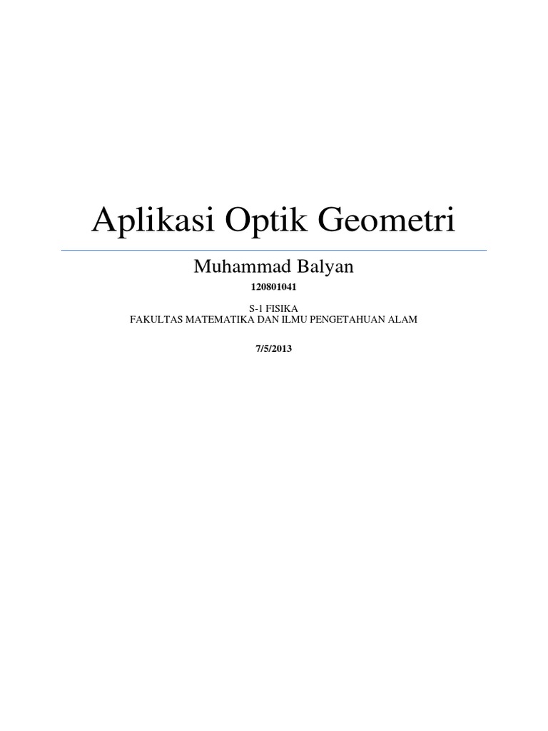 Aplikasi Optik Geometri | PDF | Sains & Matematika