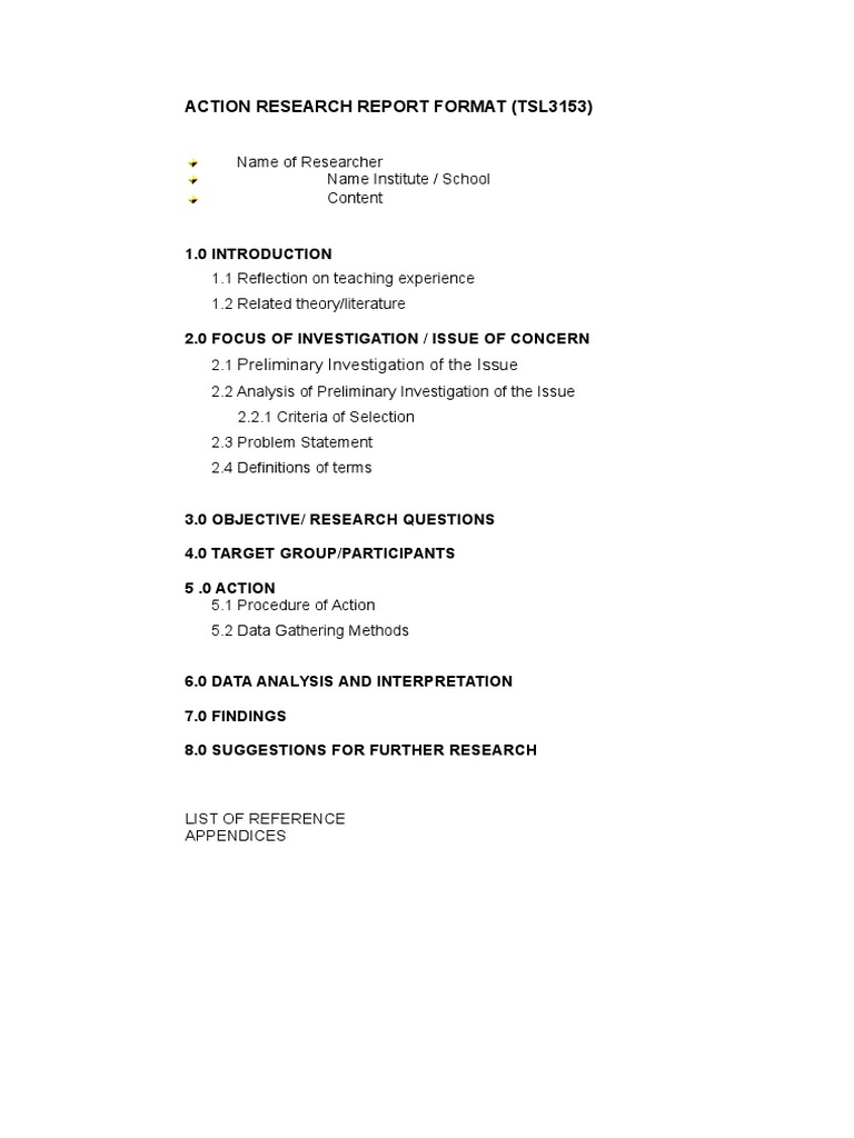Action Research Report Format Guide | PDF | Career & Growth