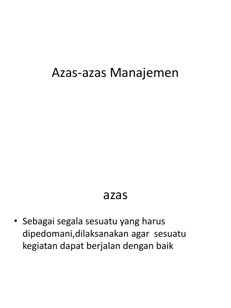 Azas-Azas Manajemen | PDF