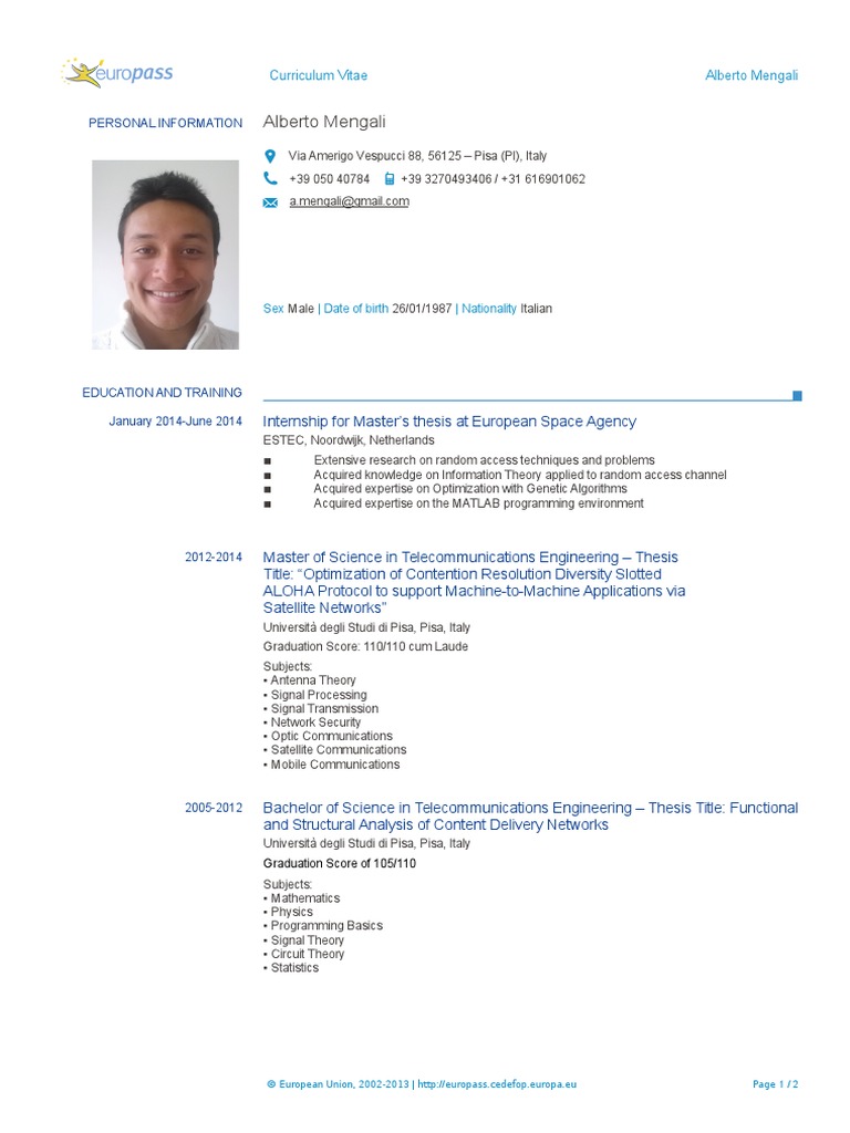 Alberto Mengali CV English | PDF | Telecommunication ...