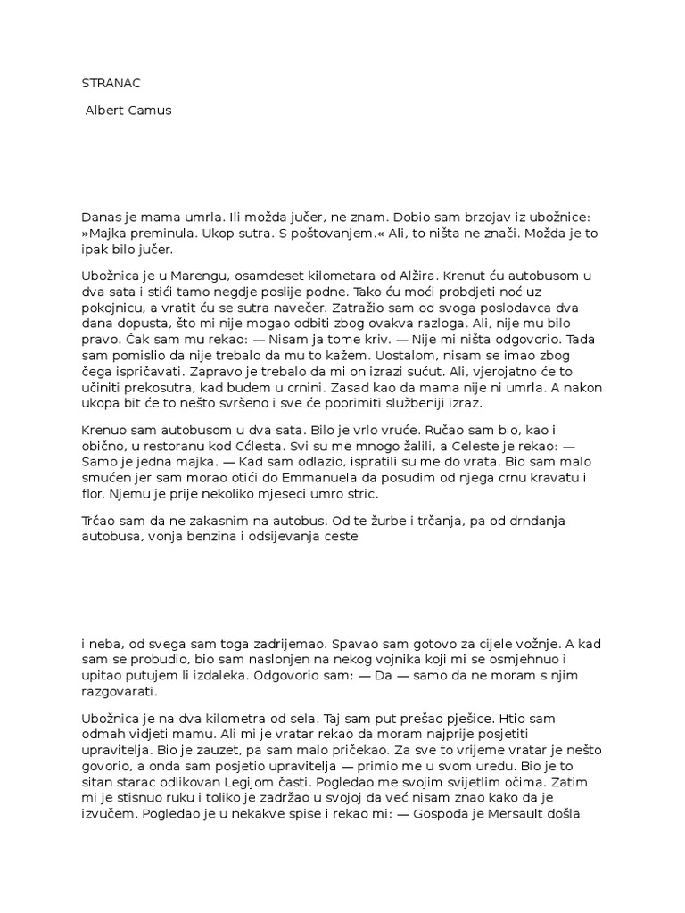 Albert Camus - Stranac | PDF