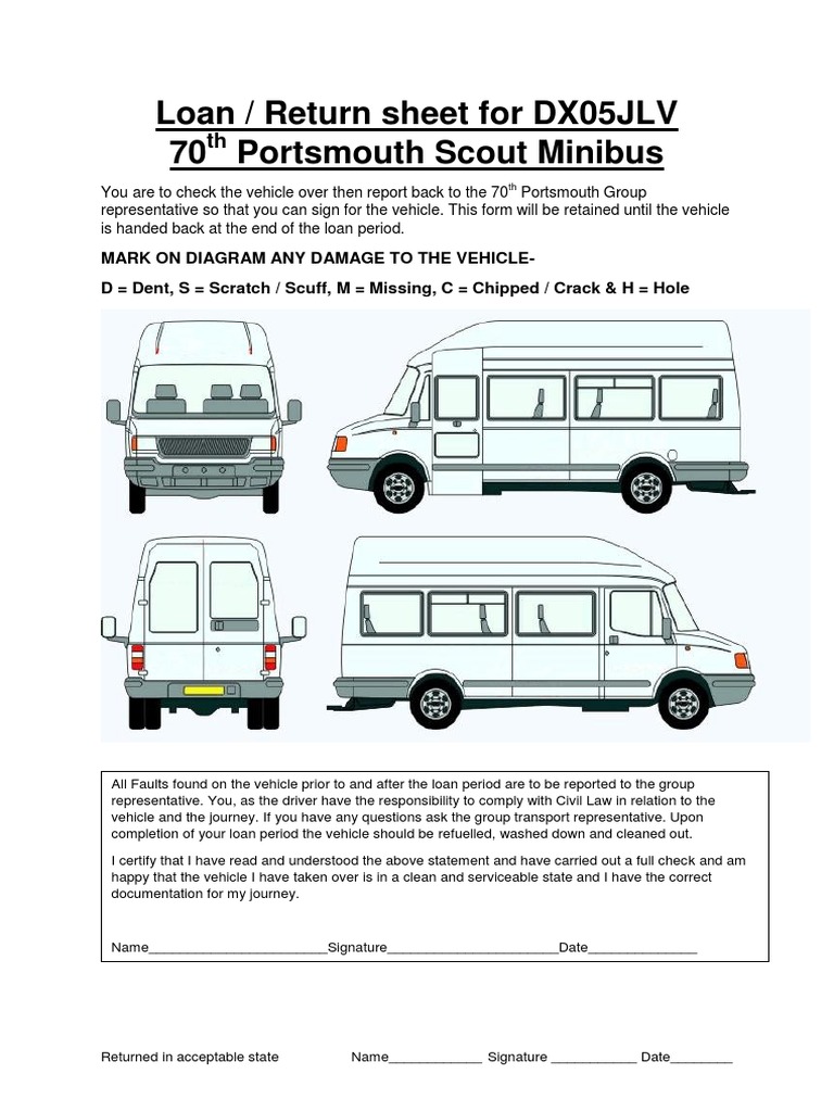Minibus Handover Sheet | PDF