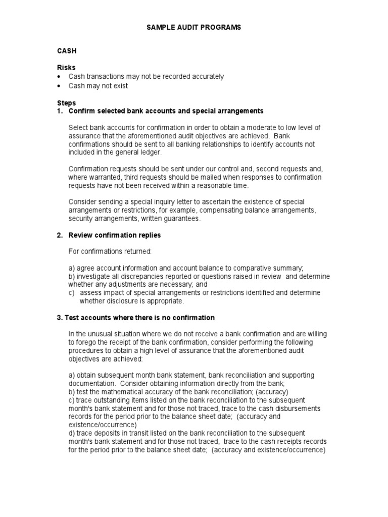 Sample Audit Program | Download Free PDF | Accounts Payable | Inventory