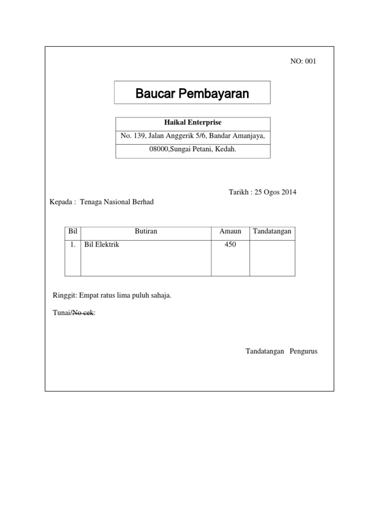 Baucer Pembayaran | PDF