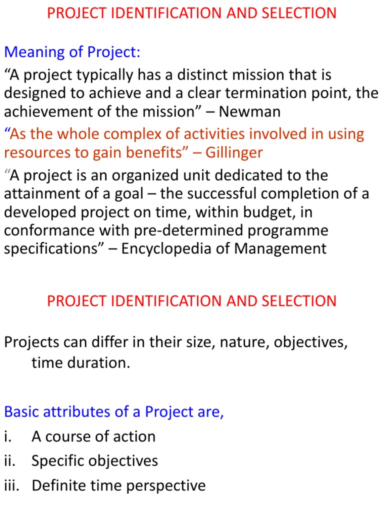 Project Identification and Selection | PDF | Resource | Brainstorming