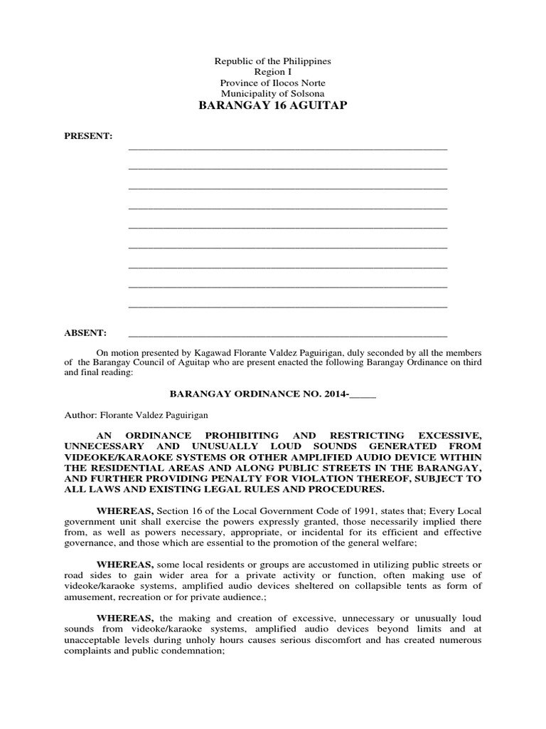 Videoke Regulation Ordinance 2023 | PDF | Noise | Local Ordinance