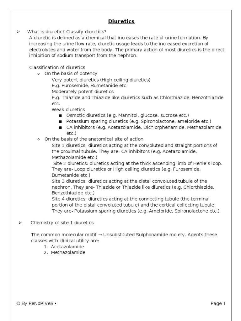 What Is Diuretic? Classify Diuretics? A Diuretic Is Defined | PDF ...