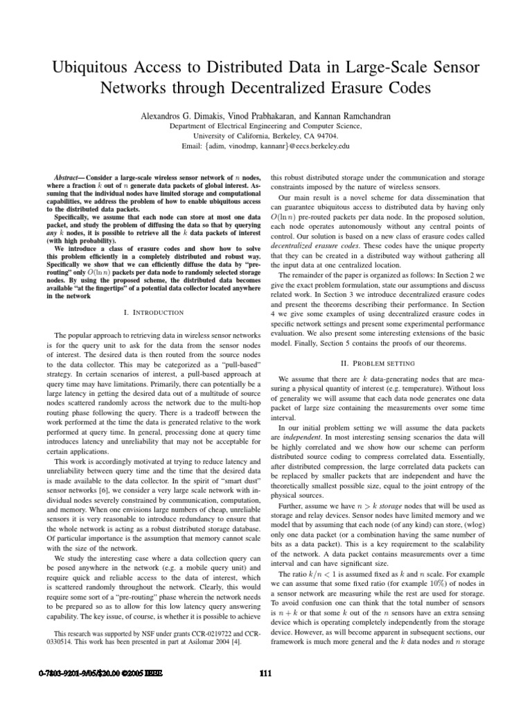 Ubiquitous Access To Distributed Data in Large-Scale Sensor Networks Through Decentralized ...
