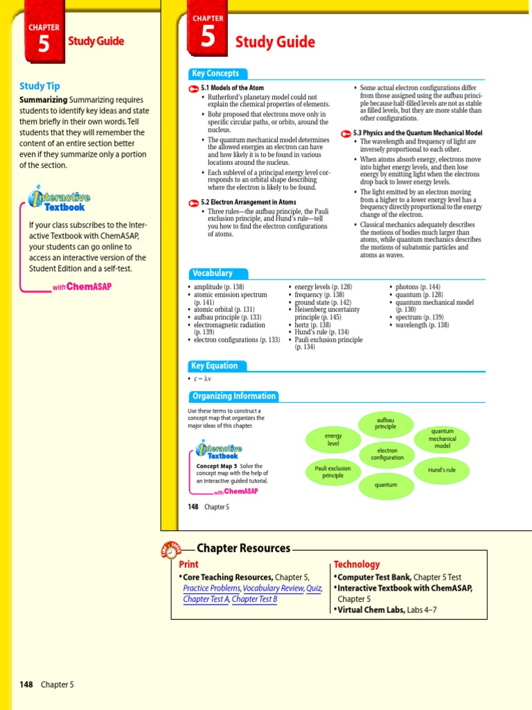 Chapter 5: Electrons in Atoms Overview | PDF | Electron Configuration ...