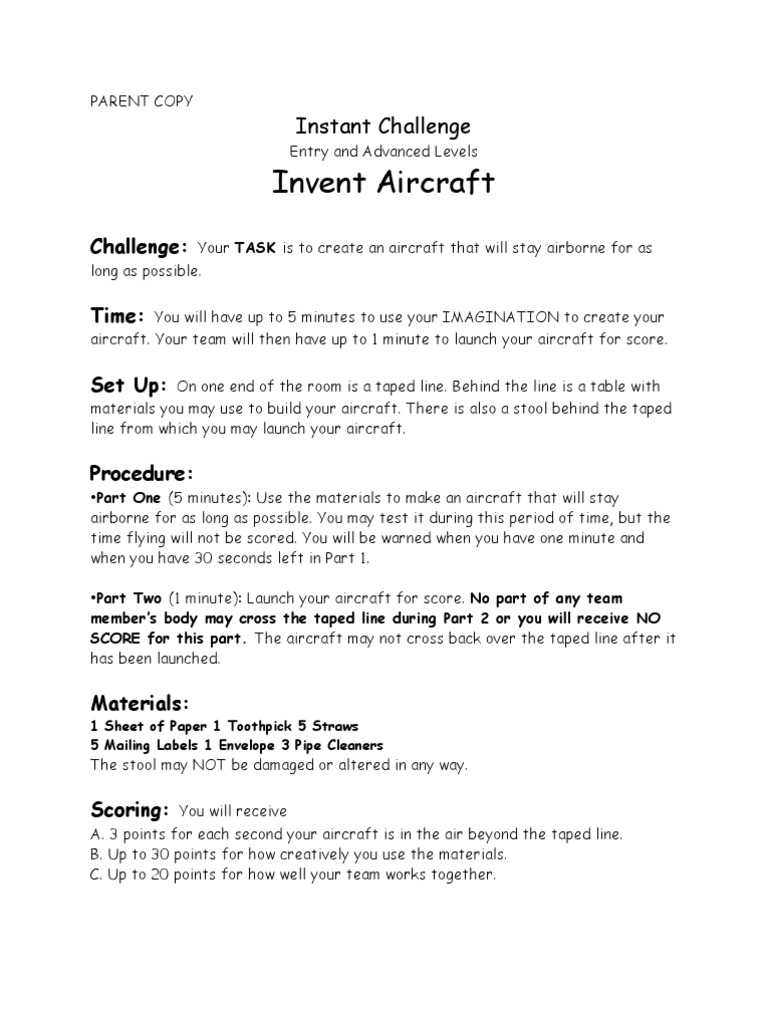 Instant Challenge #6 Invent Aircraft | PDF | Aircraft | Aviation