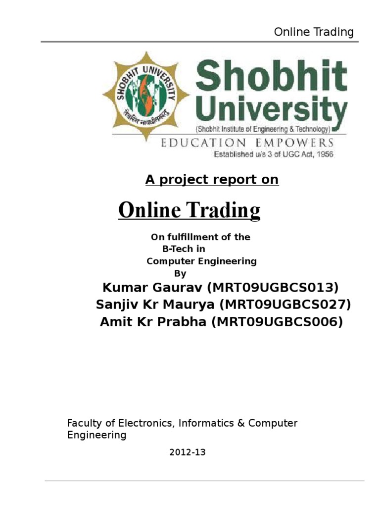 Online Trading Project Report 2012-13 | PDF | Feasibility Study ...