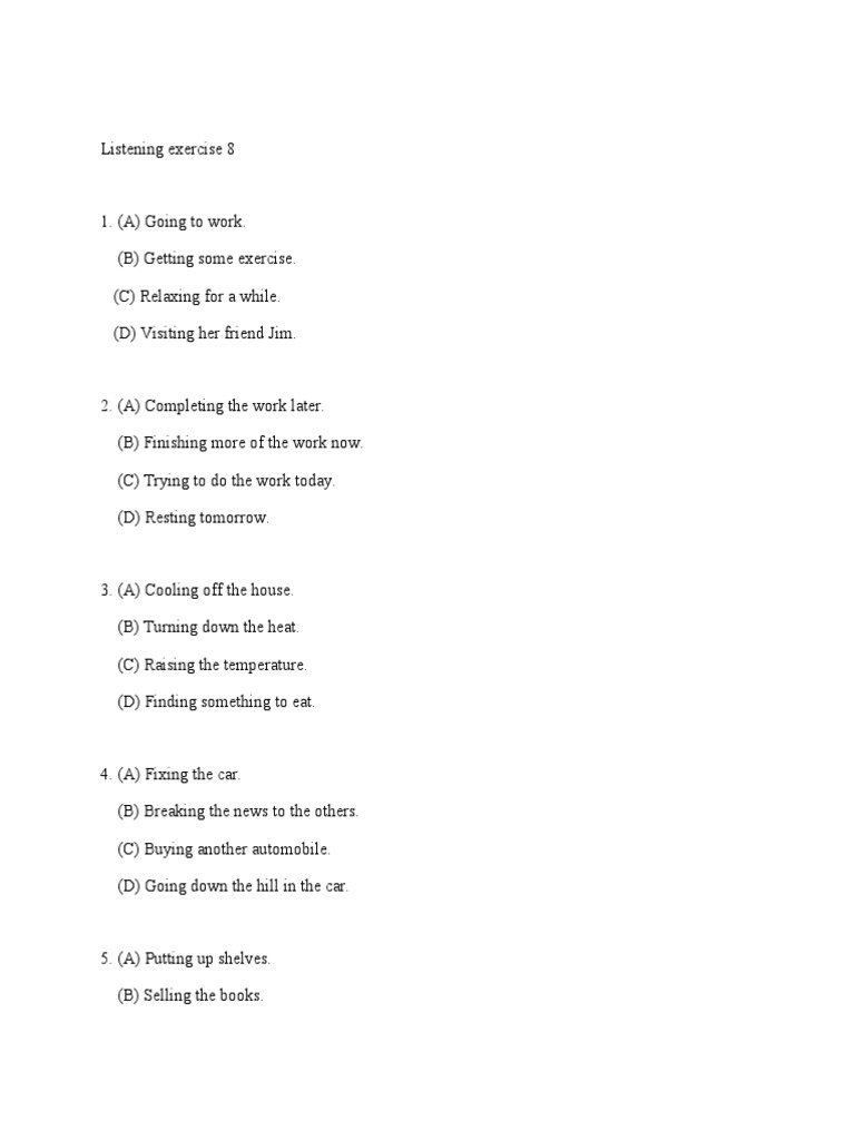 TOEFL ITP Listening Practice Exercise | PDF