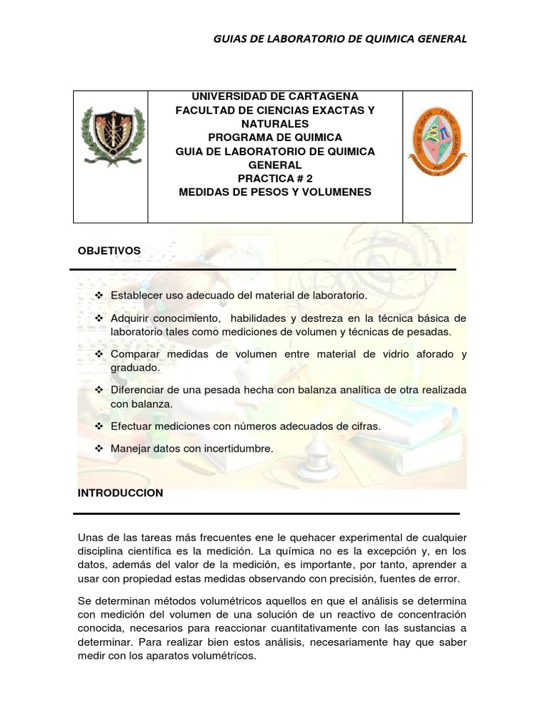 Guia No 2. Masa y Volumen | PDF | Medición | Volumen