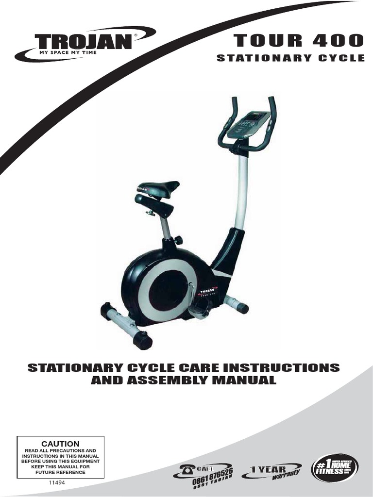 Trojan Tour 400 Stationary Exercise Bike Manual | PDF | Aerobic ...