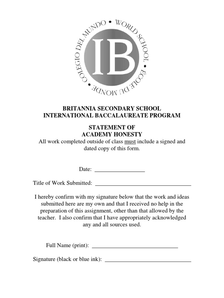 Academy Honesty Declaration Form | PDF
