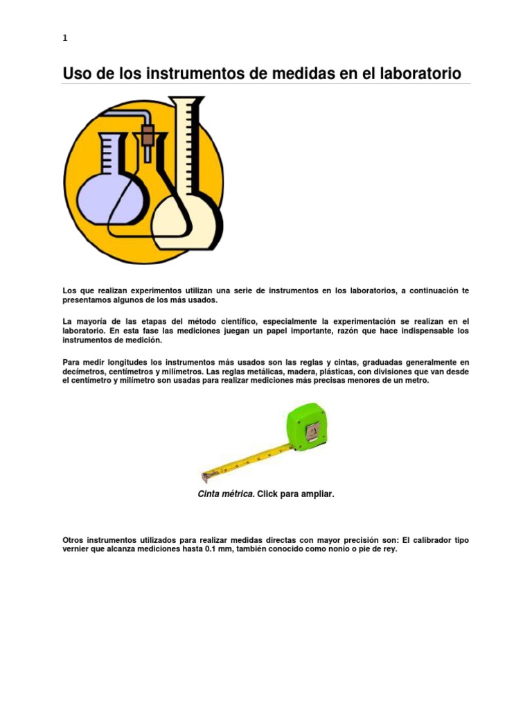 Uso de Los Instrumentos de Medidas en El Laboratorio | Volumen ...