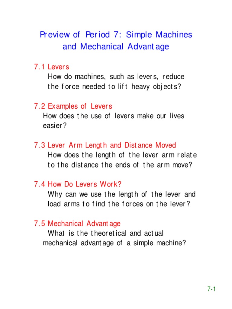 Preview of Period 7: Simple Machines and Mechanical Advantage | PDF ...