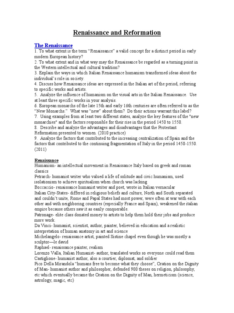 Renaissance and Reformation Review | Download Free PDF | Protestant ...