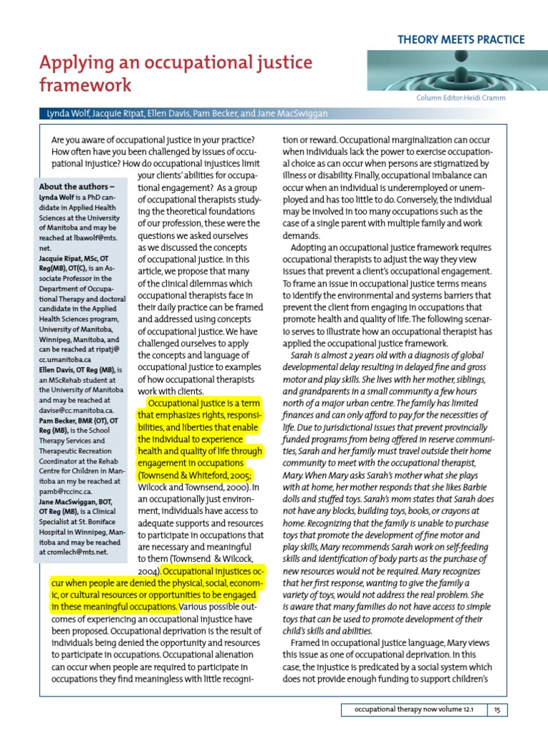 Understanding Occupational Justice in Therapy | PDF | Wellness