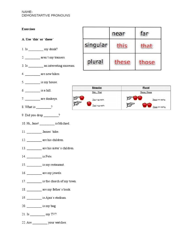 Exercises A. Use 'This or 'These | PDF