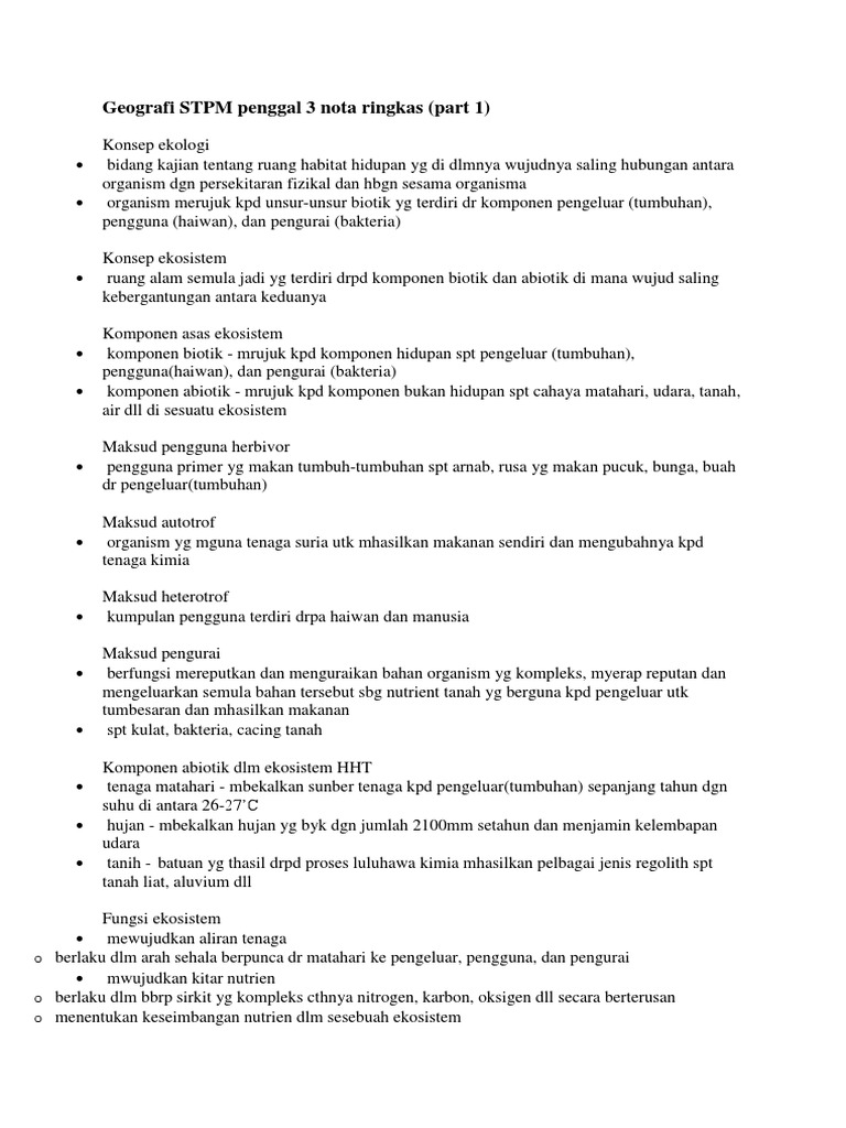 Nota Geografi STPM Ekologi | PDF