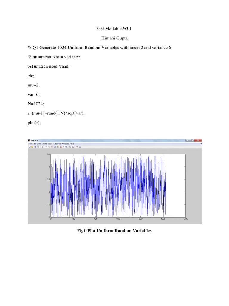 Matlab Code For Random Variable | PDF | Standard Deviation | Variance
