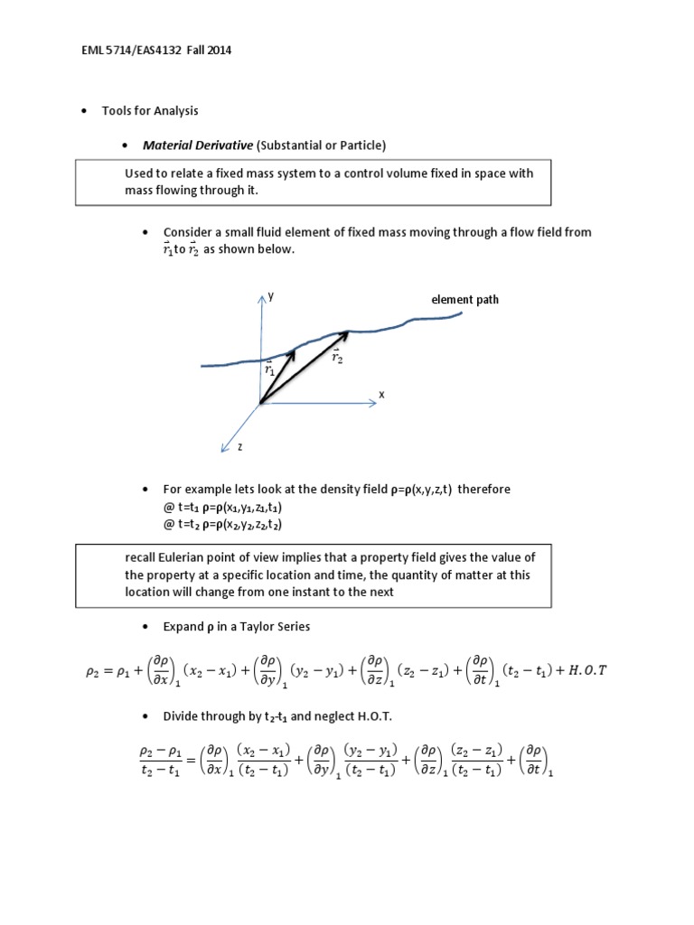 Material Derivative (Substantial or Particle) : EML 5714/EAS4132 Fall ...
