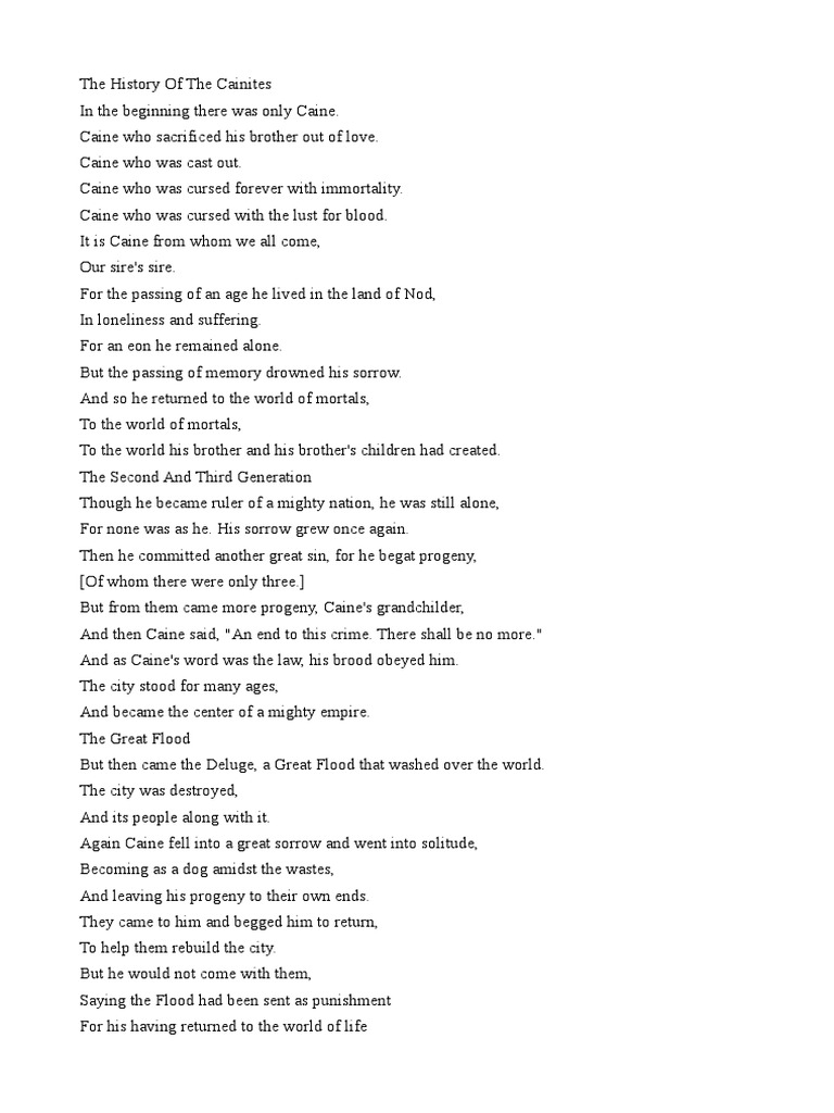 The History of The Cainites | PDF | Mythology | Religious Belief And ...
