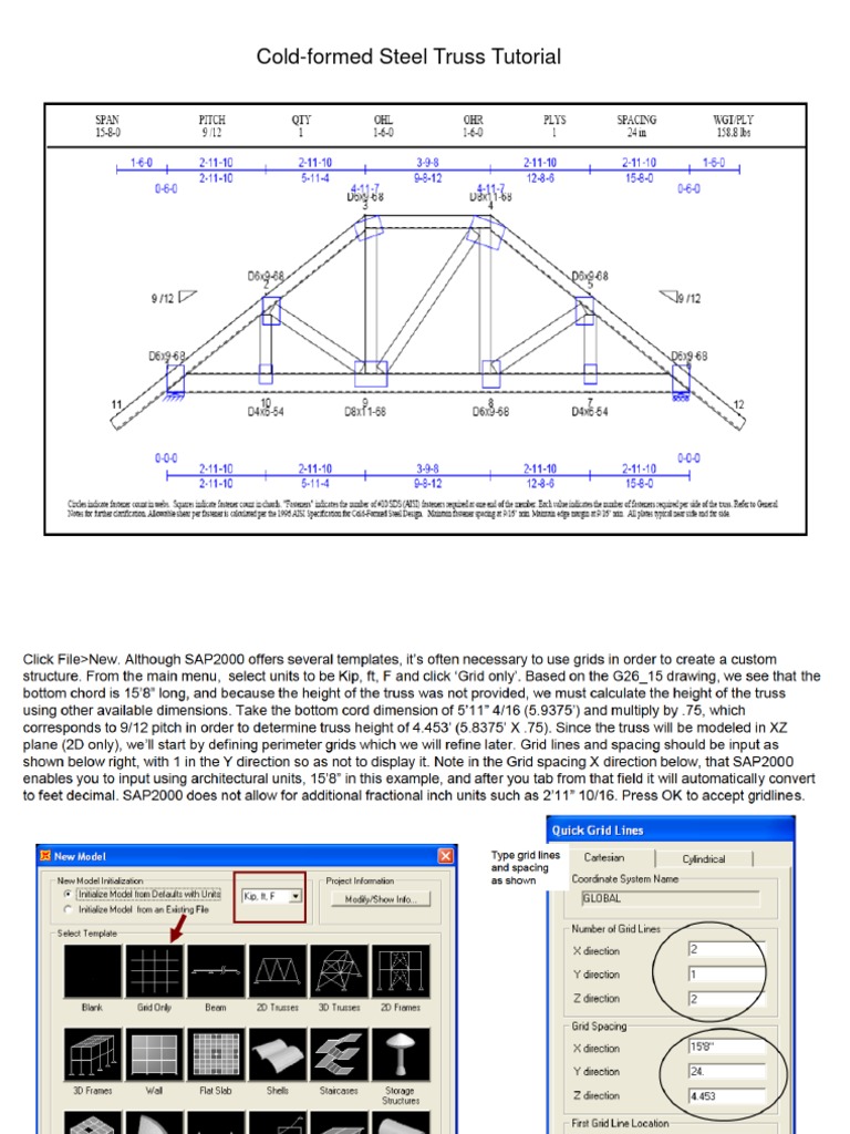 SAP2000 Cold-Formed Steel Truss | Truss | Mechanical Engineering