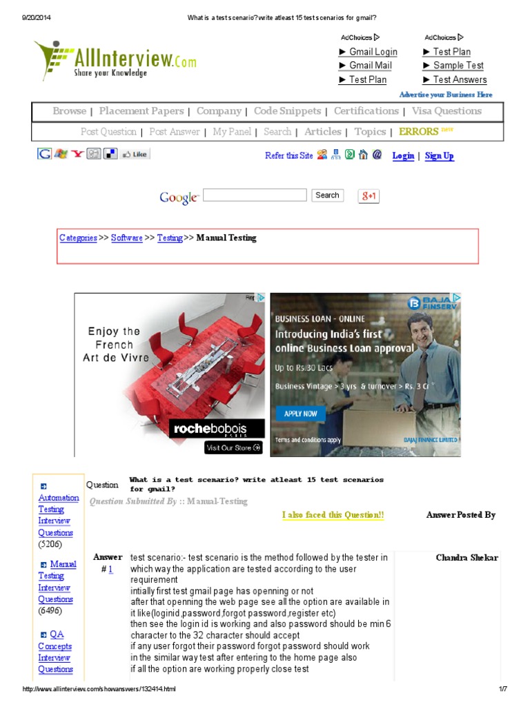 Gmail Test Scenarios Overview | PDF | Gmail | Password