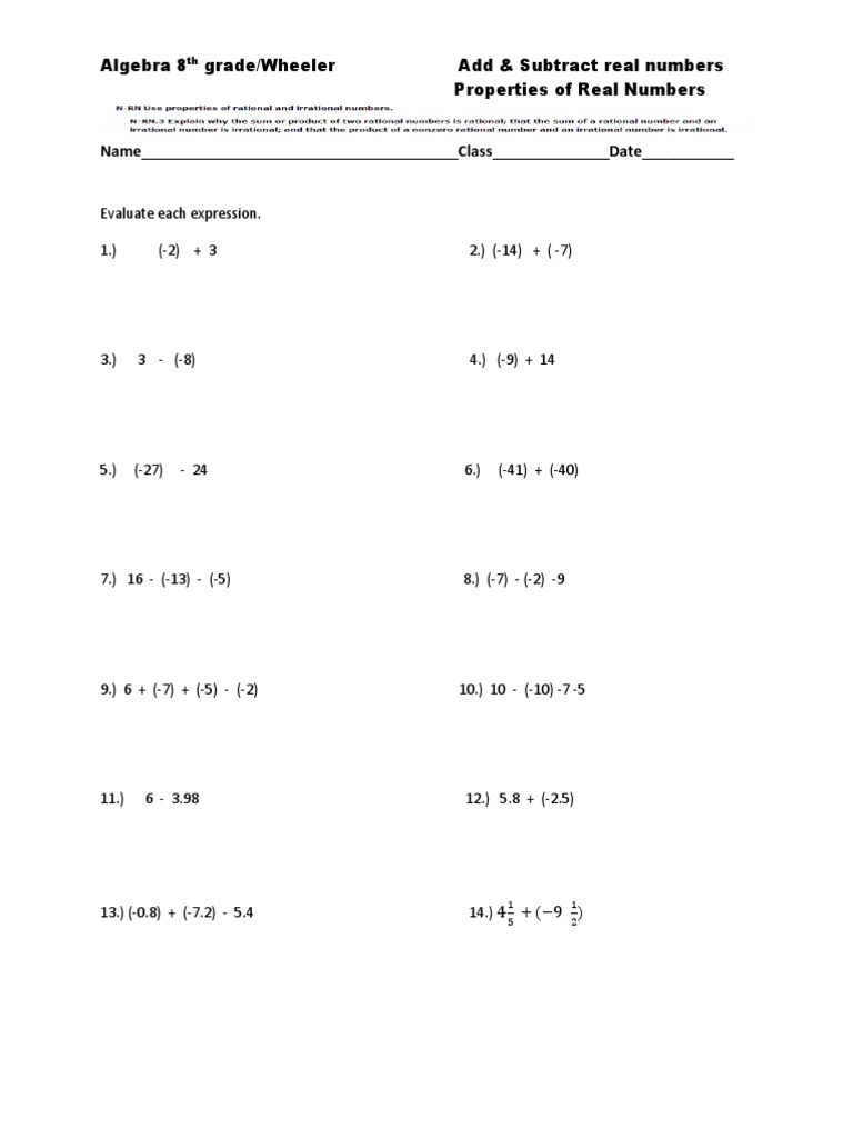 Add Subtract Real Numbers | PDF